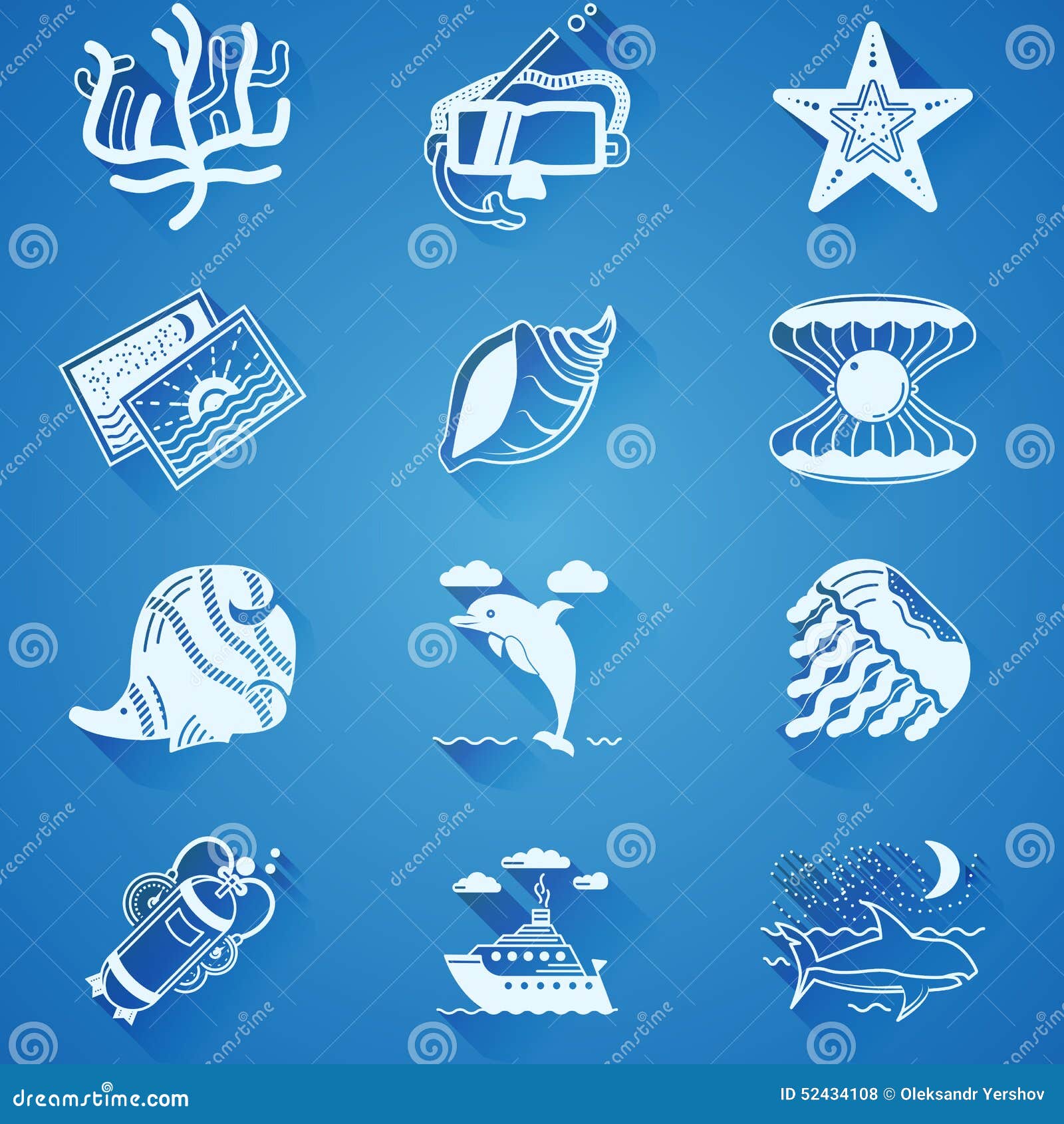 White underwater icons stock illustration. Illustration of mask - 52434108