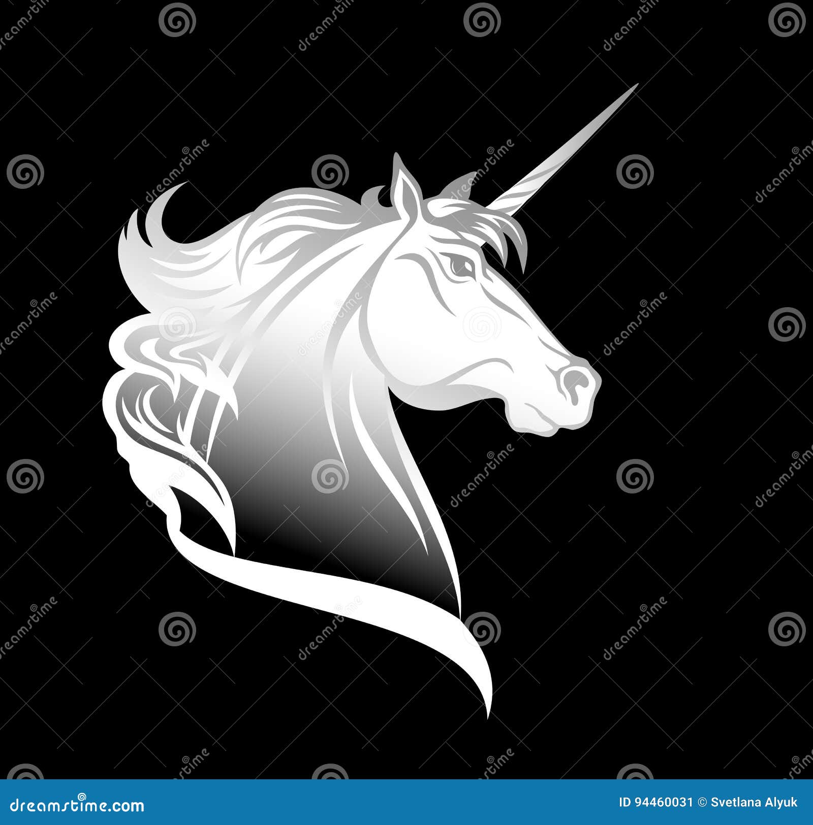 White Unicorn Horse Head Profile Vector Stock Vector - Illustration of ...