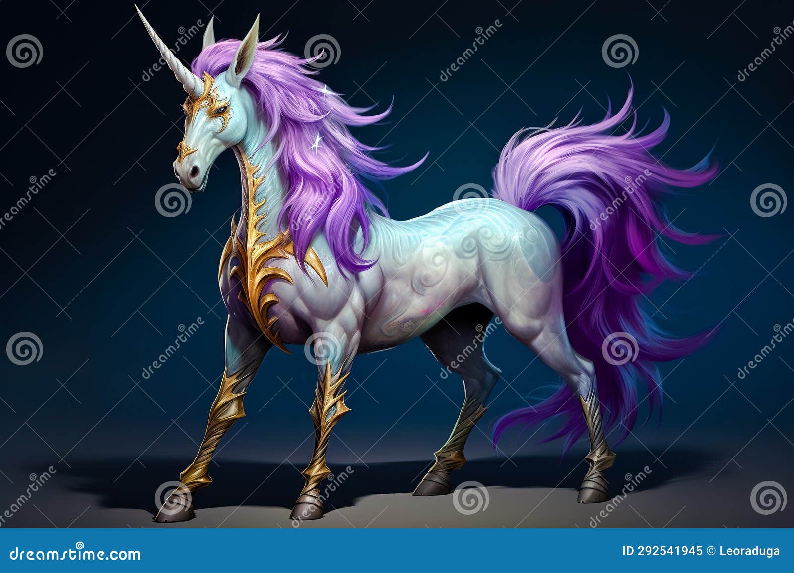 White Unicorn with Purple Hooves, Multicolored Mane. Generative AI ...