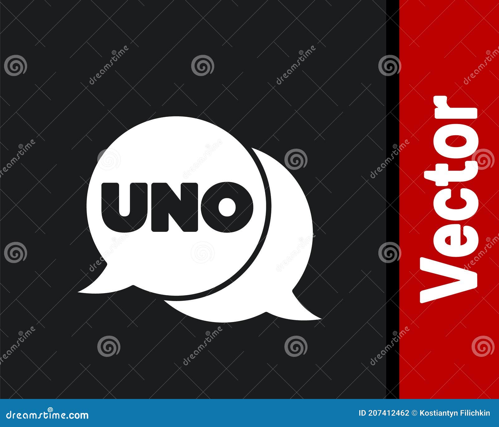 White Uno Card Game Icon Isolated on Black Background. Vector Stock ...