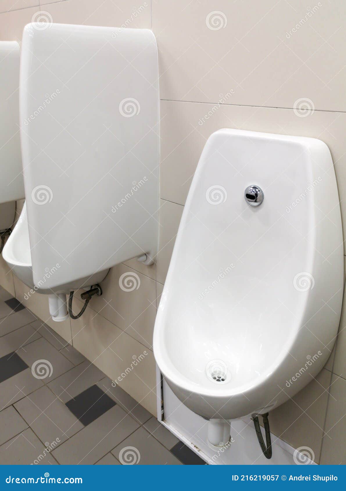 White Urinal on the Wall in the Men Room Stock Image - Image of urine ...