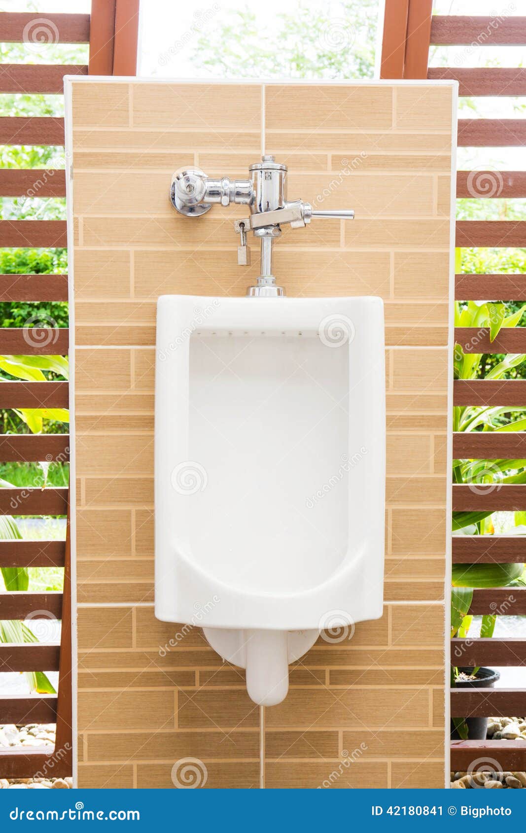White Urinals with Ceramic Tile on Wall. Stock Image - Image of clean ...