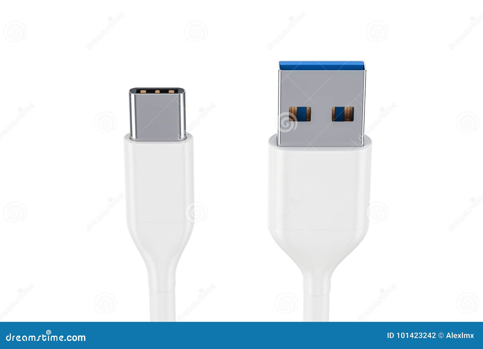 USB Cable Type-A And Type-C Plugs Isolated On Transparent Background ...