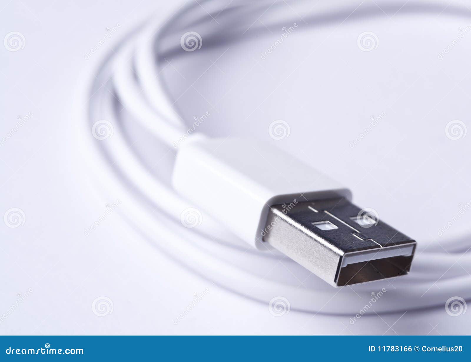 White usb with cable stock photo. Image of icon, silver - 11783166