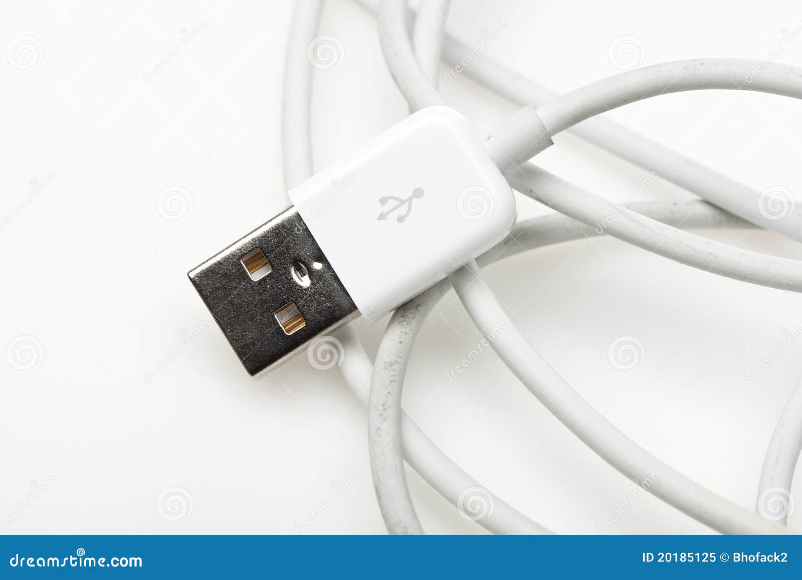 A white USB cable stock image. Image of computer, accessory - 20185125