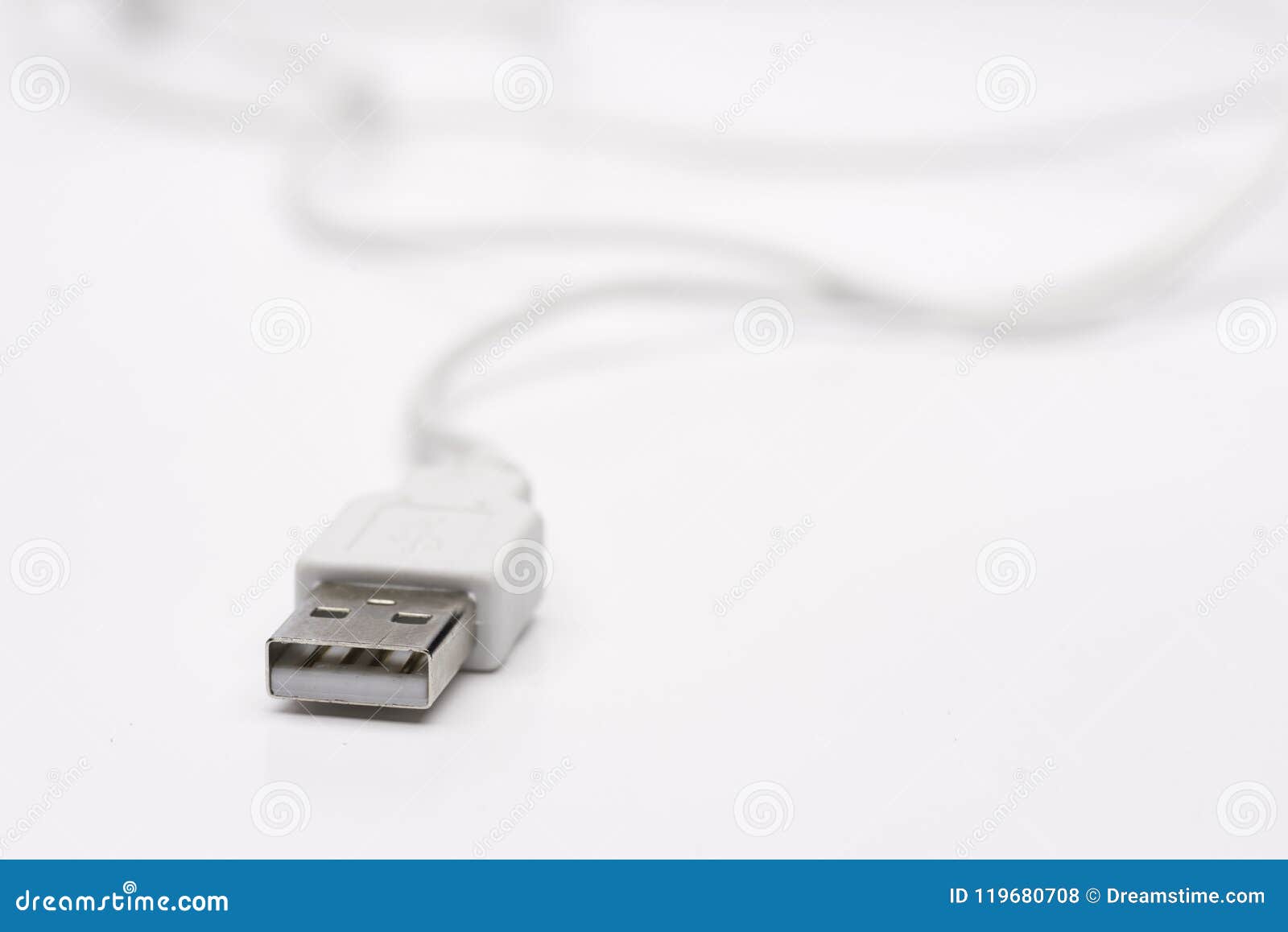 White usb cable stock photo. Image of data, isolated - 119680708