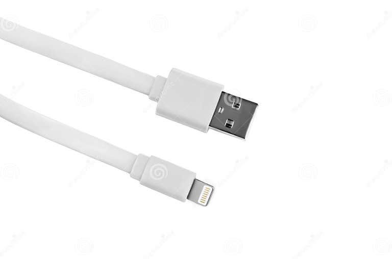 White Usb-cable for Iphone Isolated Stock Photo - Image of ipad ...