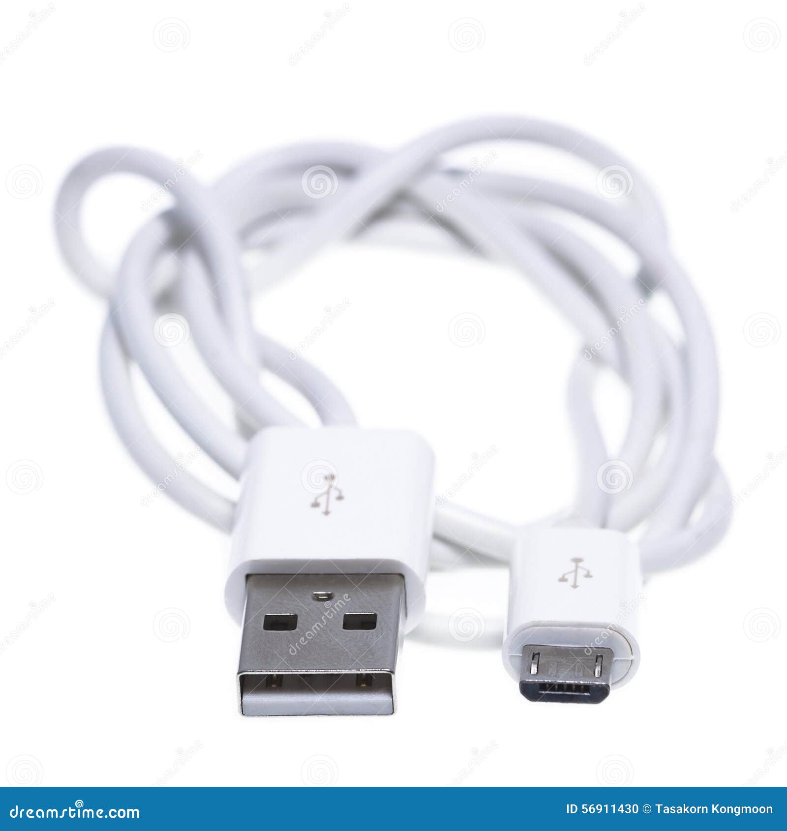 White USB Cable Isolated on White Stock Photo - Image of isolated ...