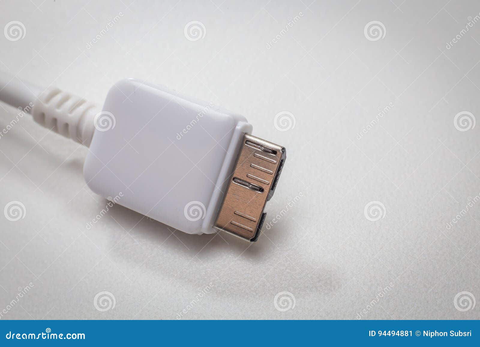 White Usb 3.0 Cable with Micro B Connector on Background Stock Image ...