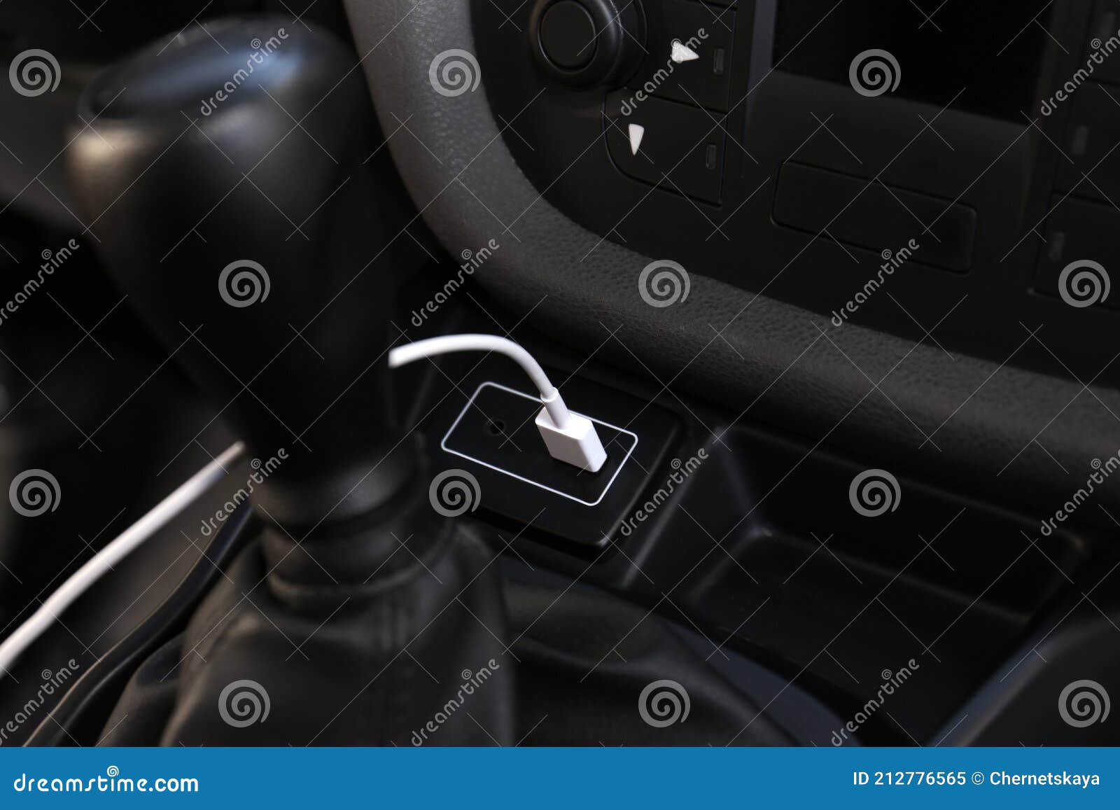 White USB Charging Cable Plugged in Inside Modern Car Stock Image ...