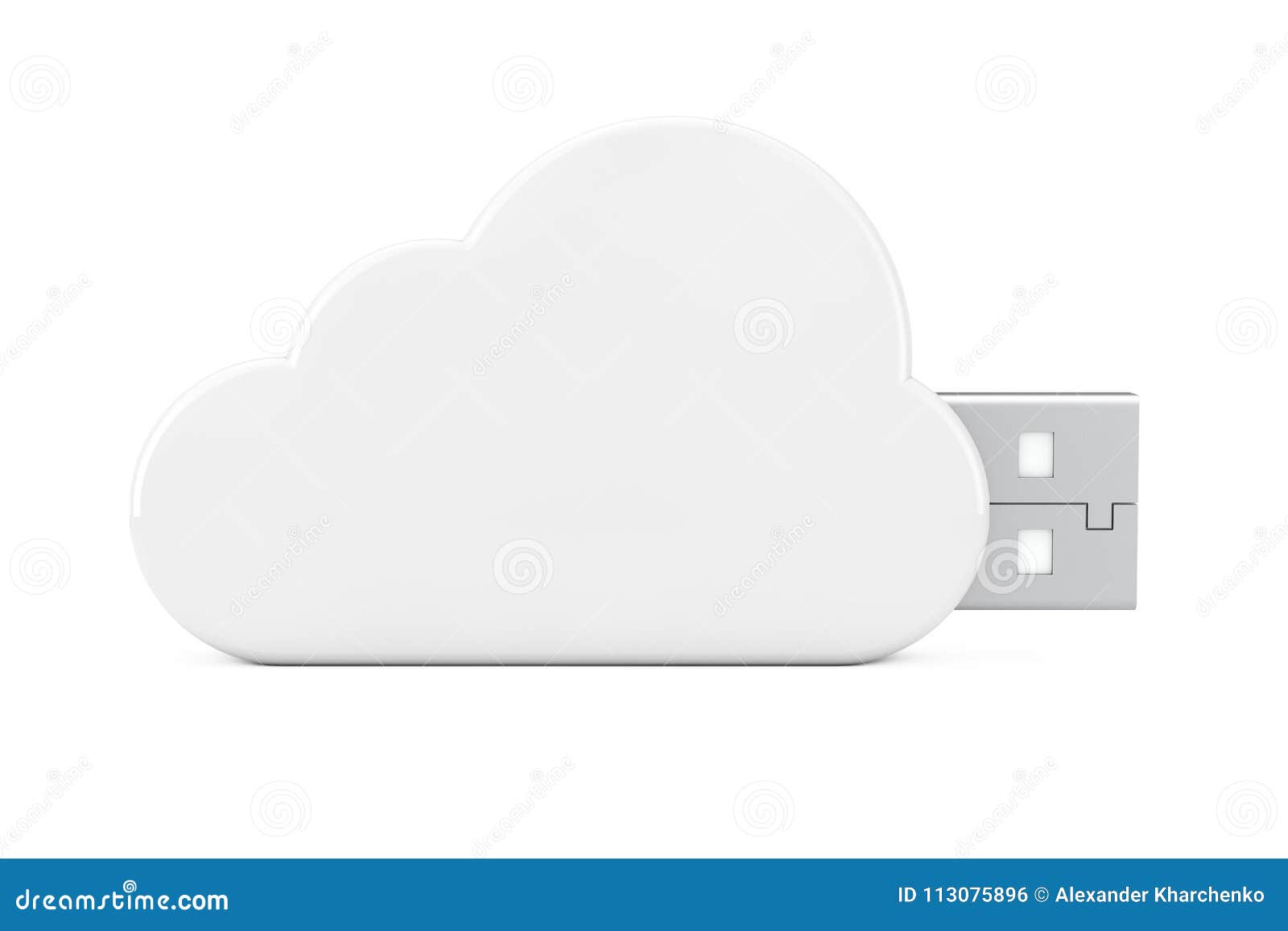White Usb Flash Drive in Cloud Shape. 3d Rendering Stock Illustration ...