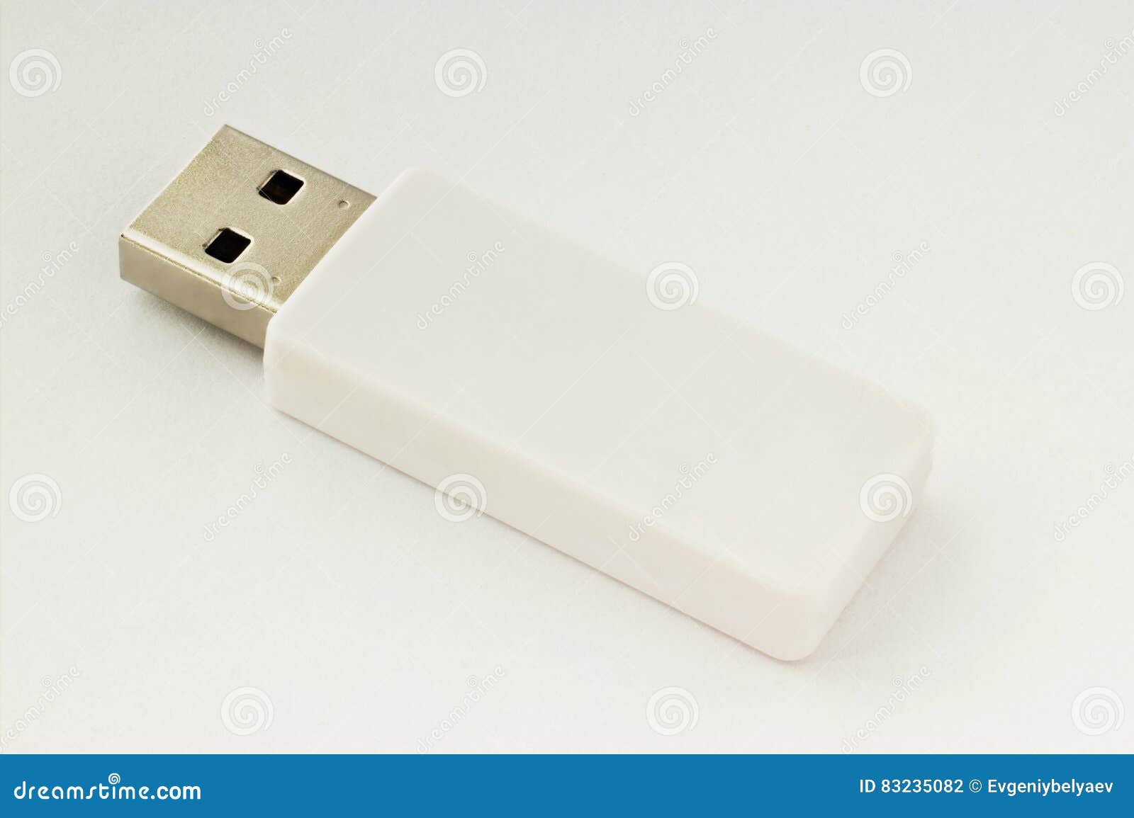 White USB Flash Drive on a White Background. Full Focus Front and Back ...