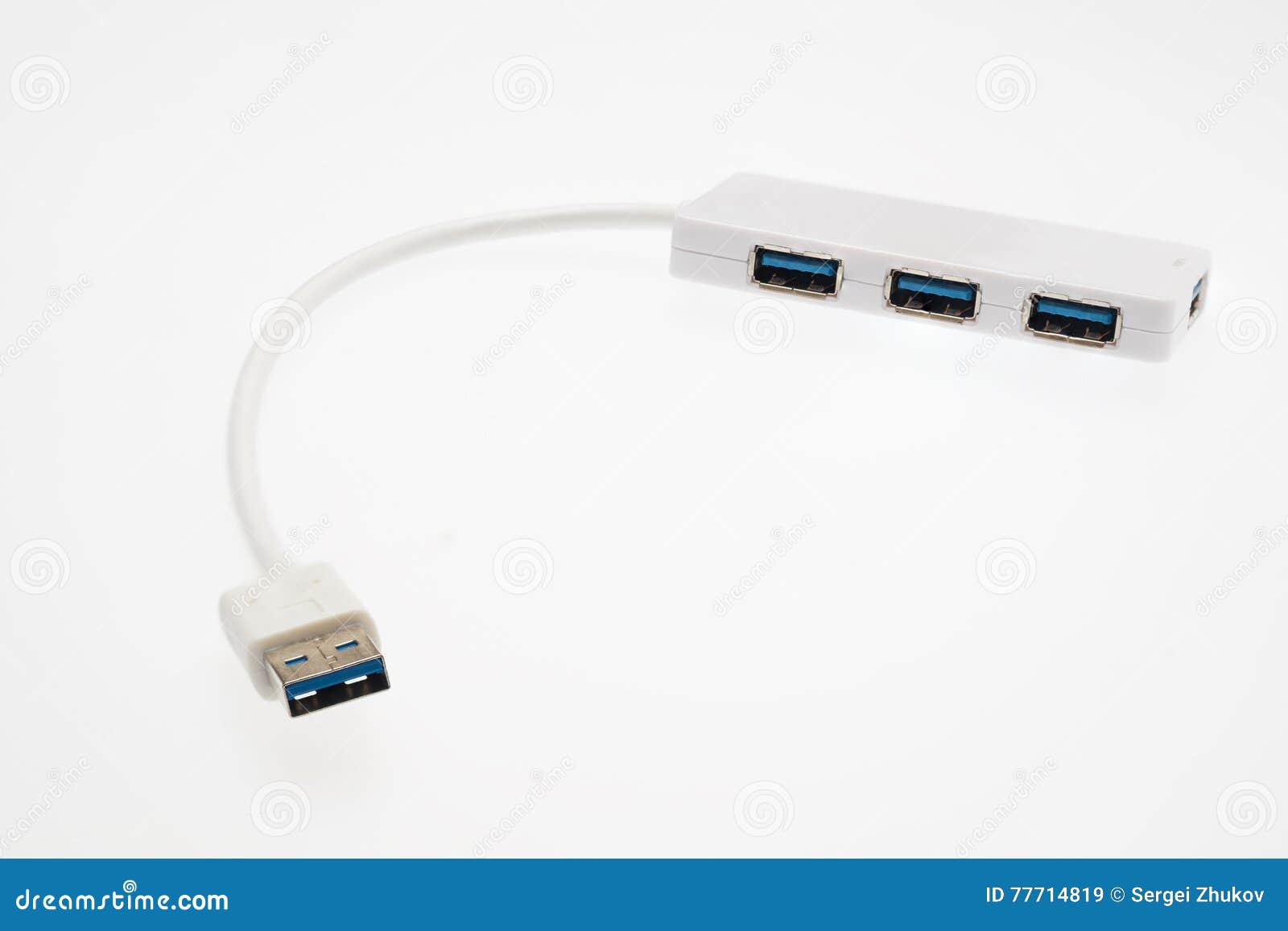 White USB Hub and Cables on a White Background. Stock Image - Image of ...