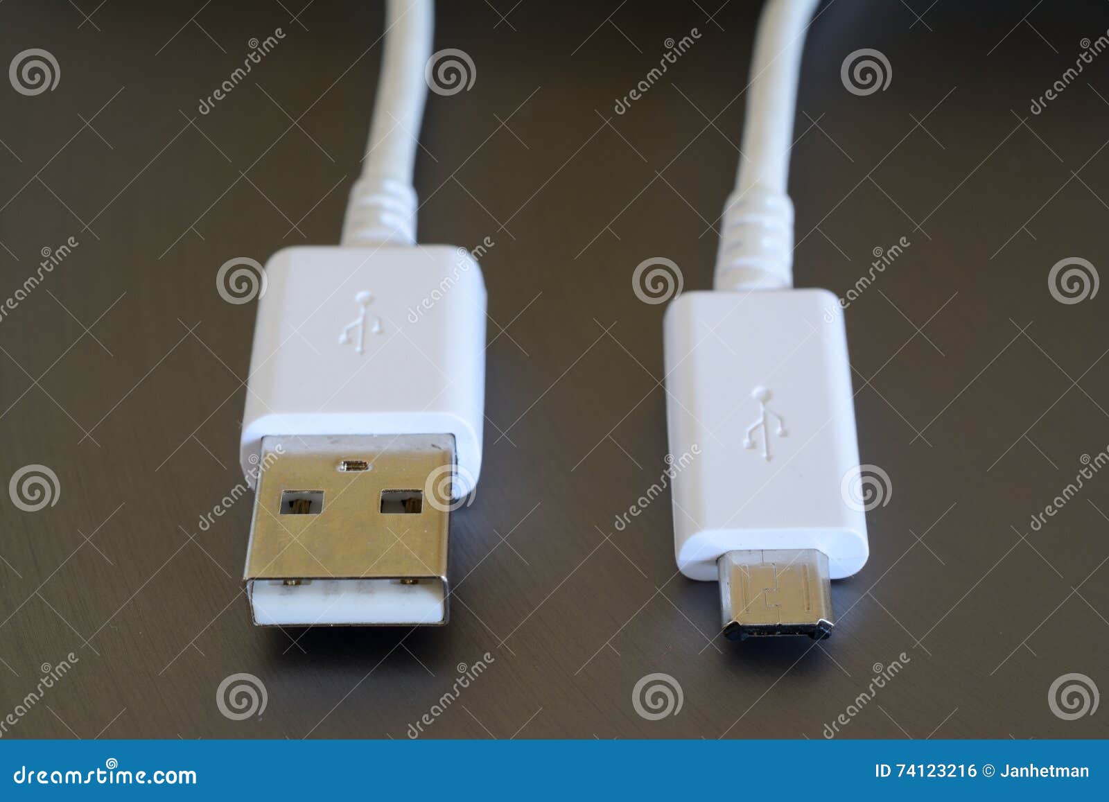 White USB and Micro USB Plugs Stock Photo - Image of technology ...