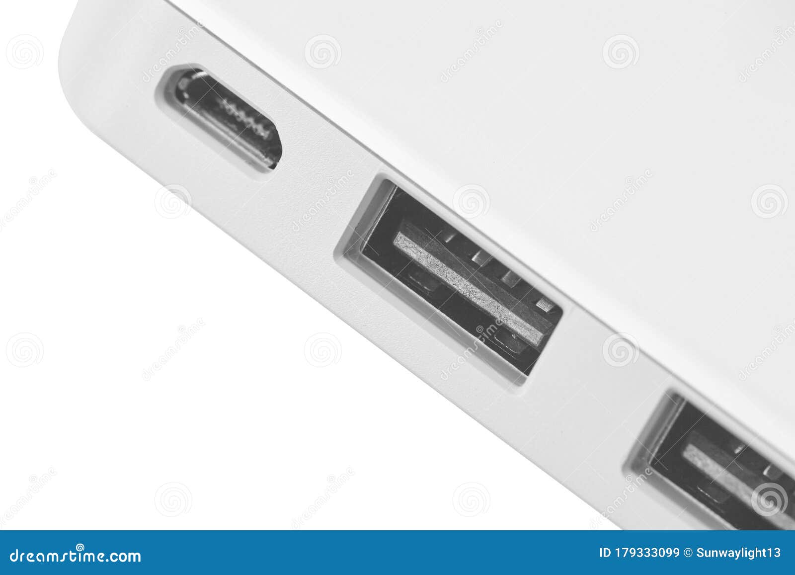 White USB Socket Port Isolated on Background. Close Up. Stock Image ...