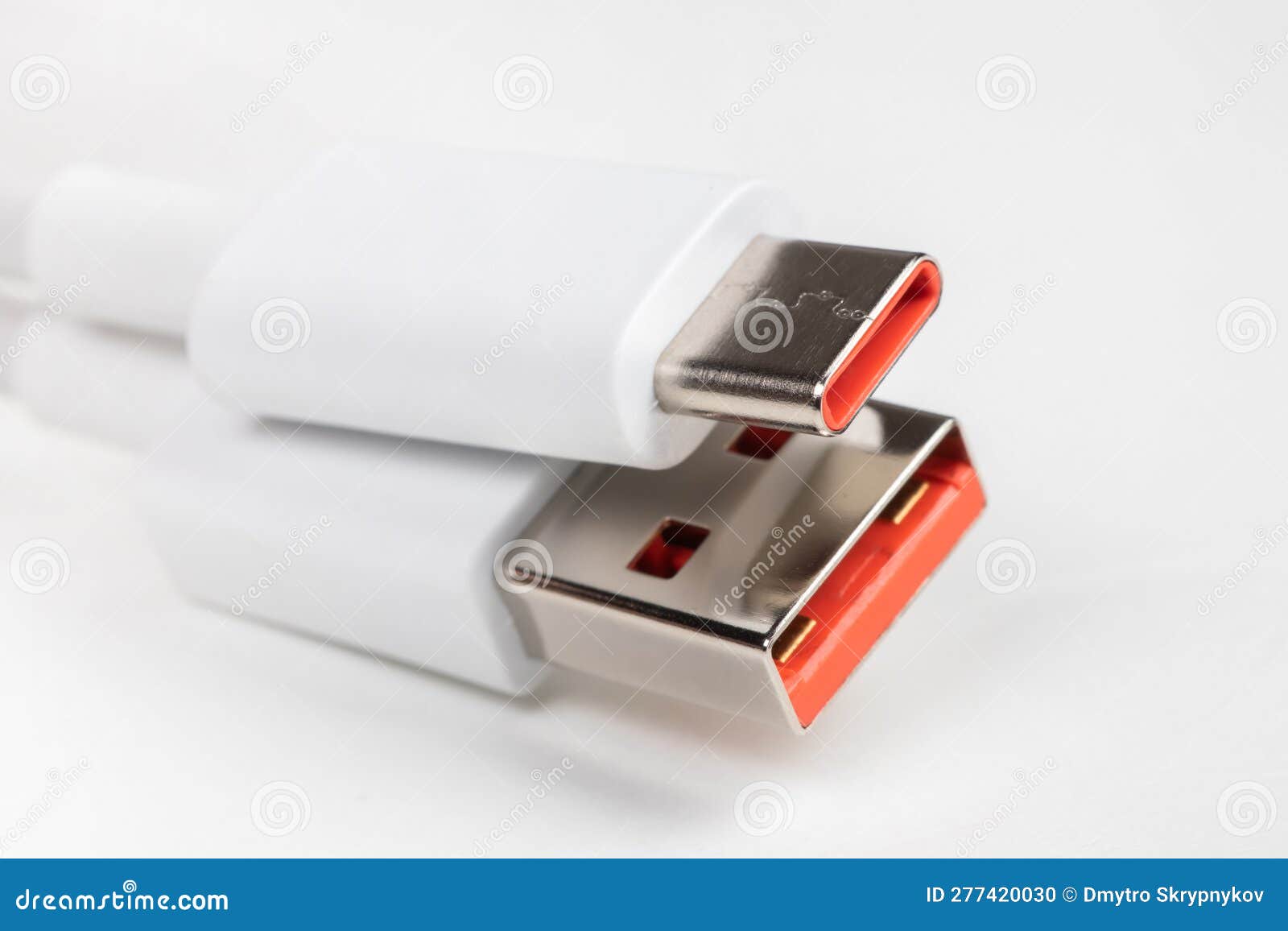 A White USB Type C Charger Cable, Compatible for Many Devices, Isolated ...