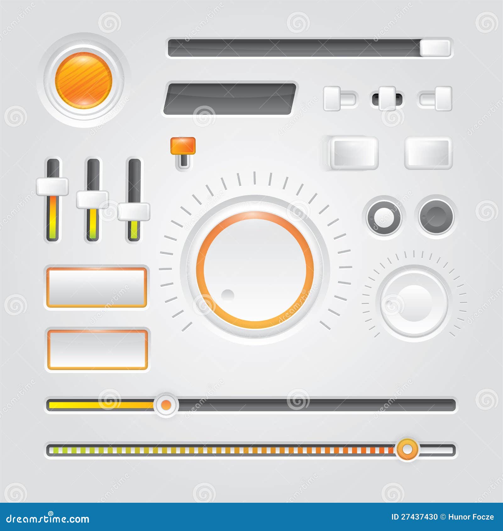 White User Interface - Knobs, Buttons Stock Vector - Illustration of ...