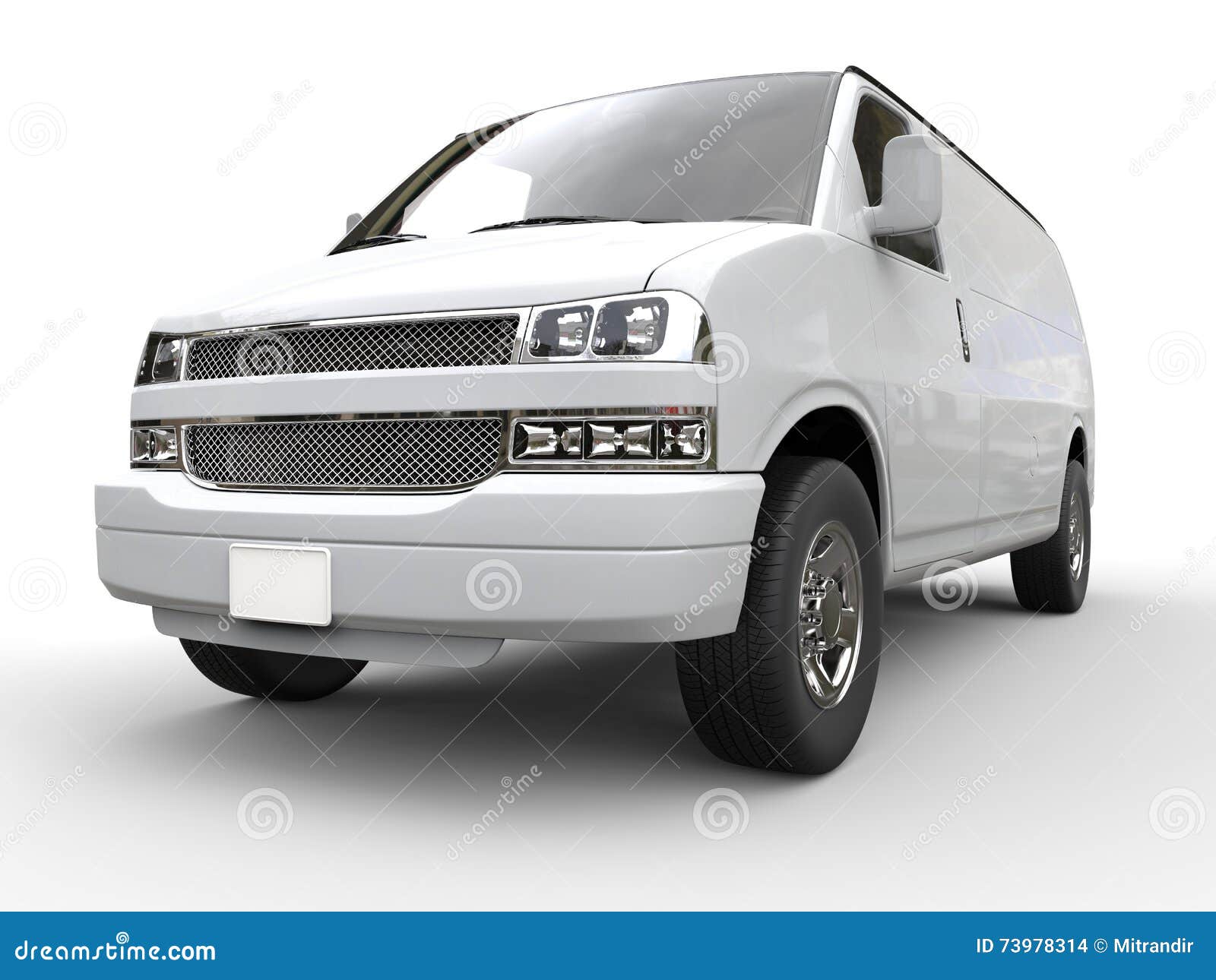 White Van - Front View Closeup Stock Illustration - Illustration of ...