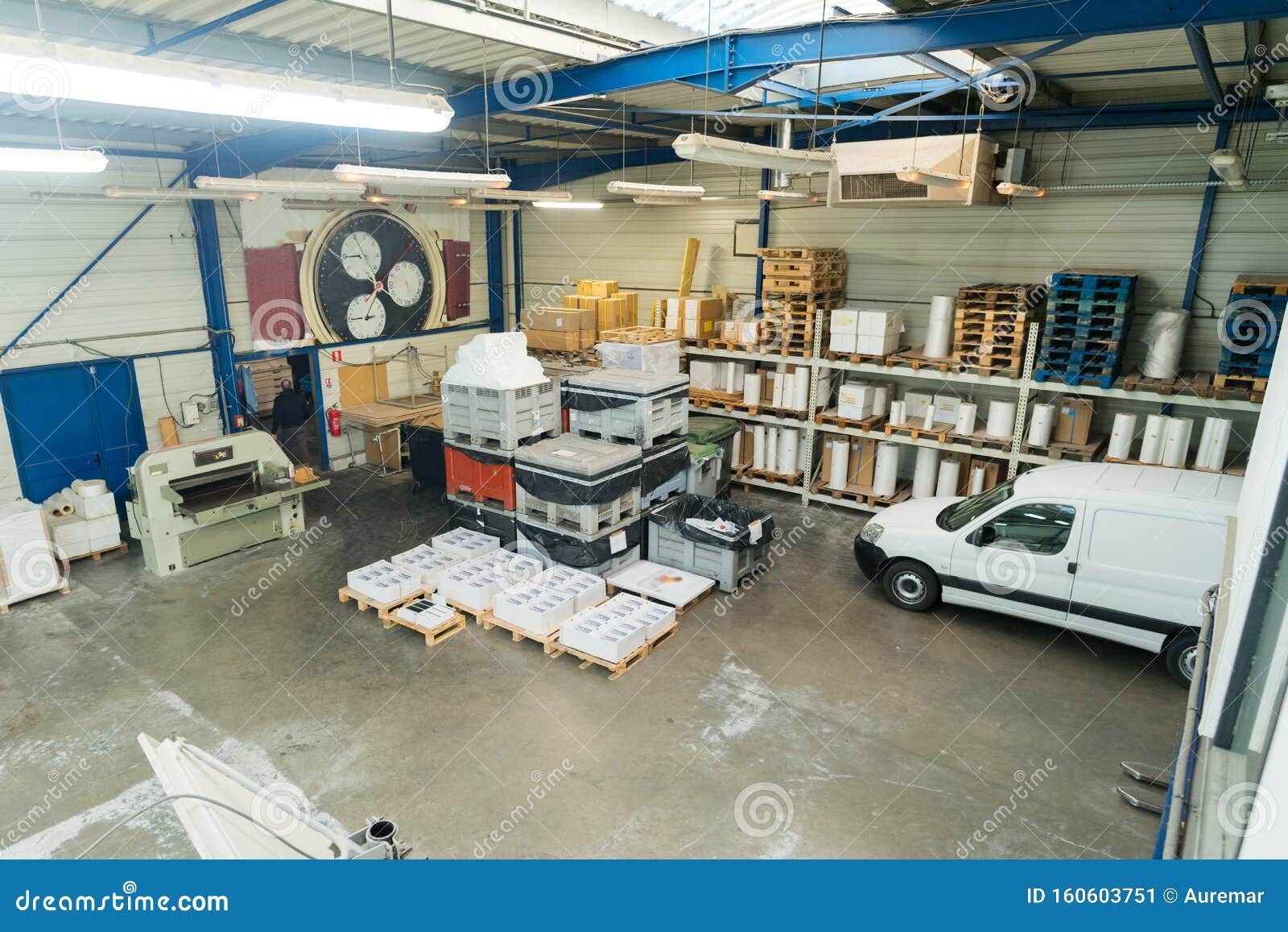 White Van Inside Factory Building Stock Image - Image of printer ...