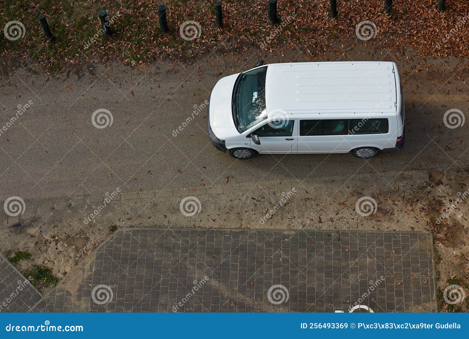White van on a small road stock image. Image of driving - 256493369