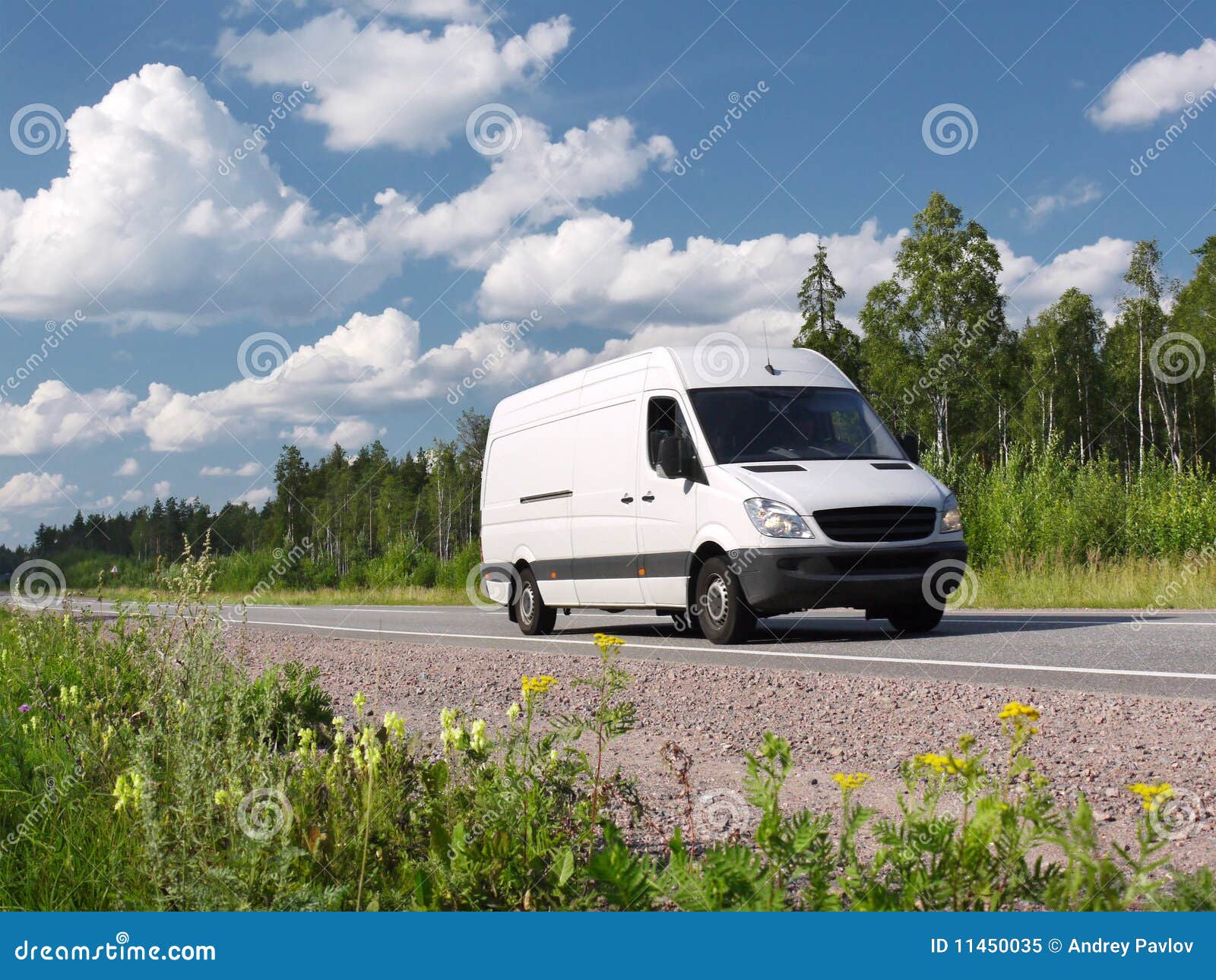 White Van on Summer Rural Highway Stock Image - Image of colorful ...