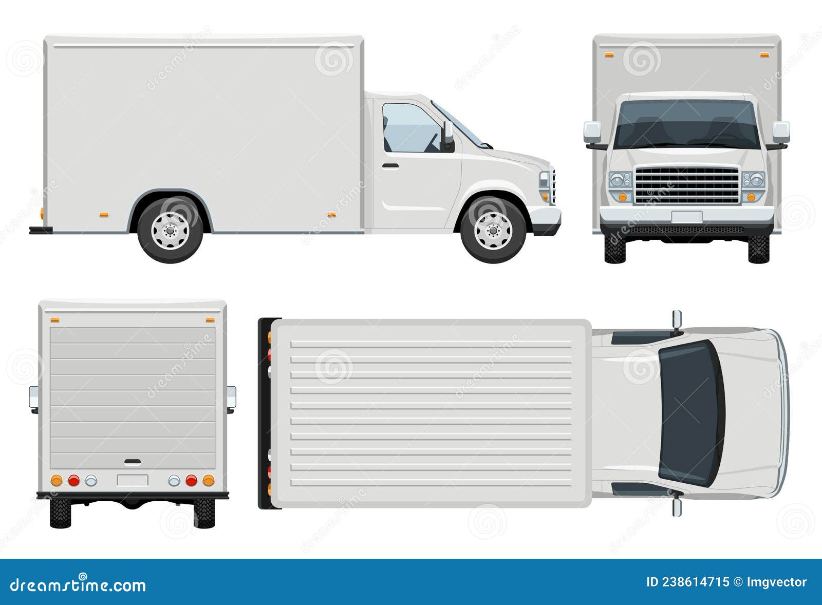 White Van Vector Template Side, Front, Back Top View Stock Vector ...