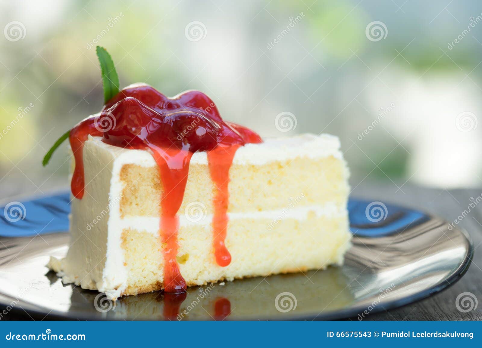 White Vanilla Cake with Raspberry Jam Topping Stock Image - Image of ...