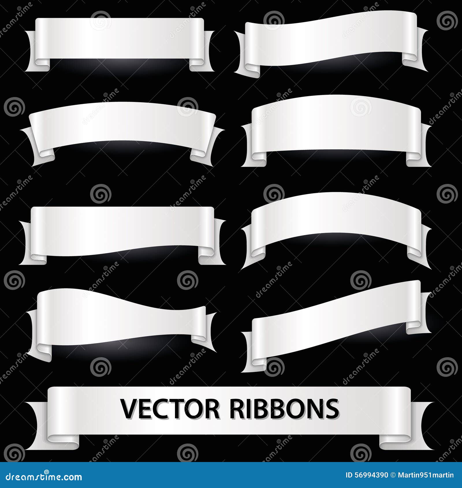 White Various Curved Empty Ribbon Banners Eps10 Stock Vector ...