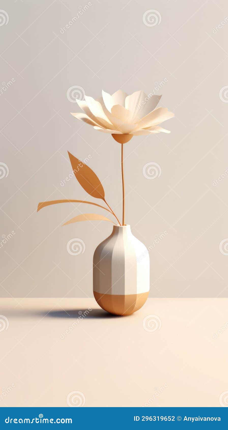 A White Vase with a Flower in it, Simple, Minimal Design. Stock ...