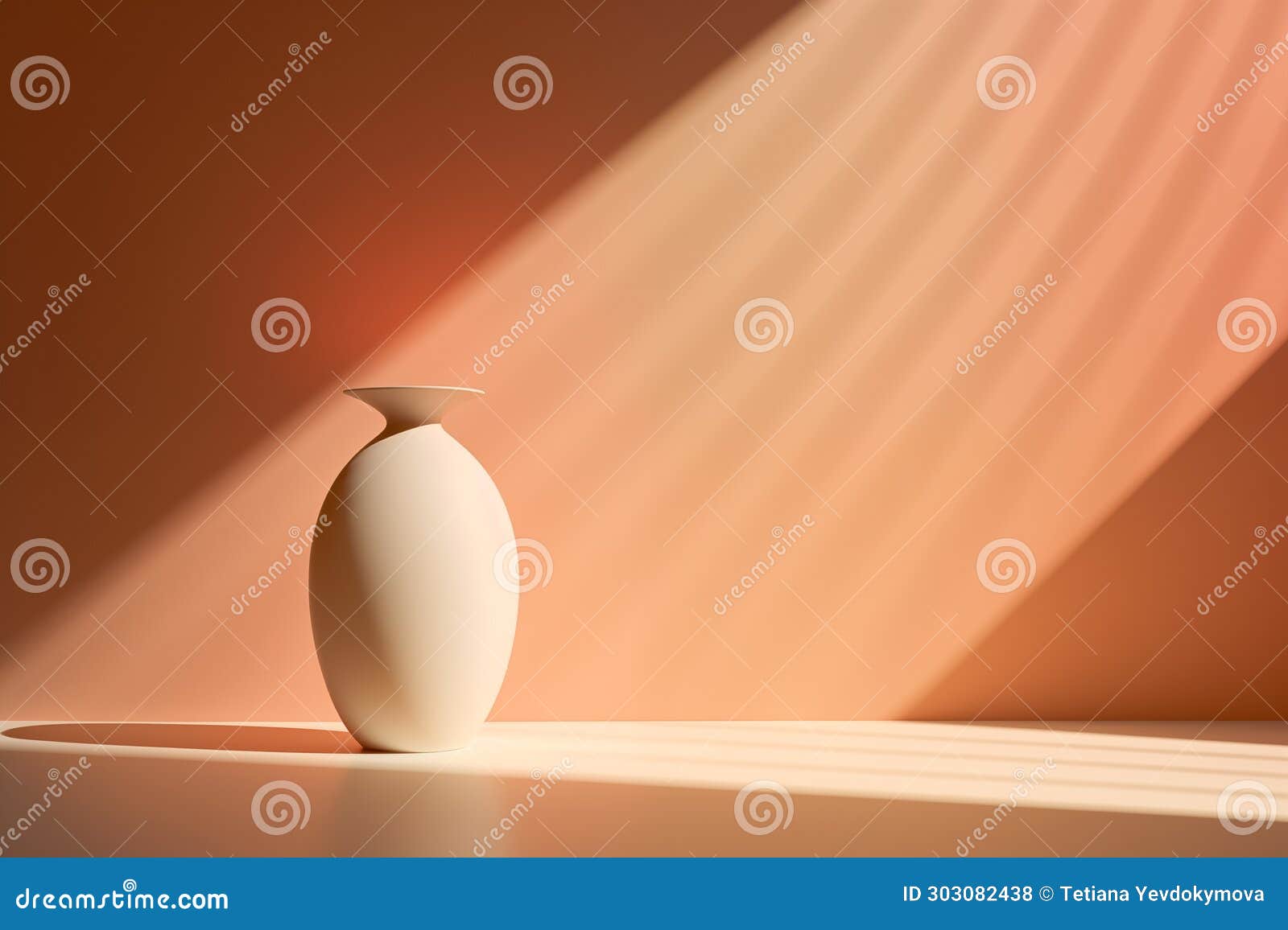 White Vase with Shadow on Orange Wall. Sunbeam Shines on the Vase Stock ...