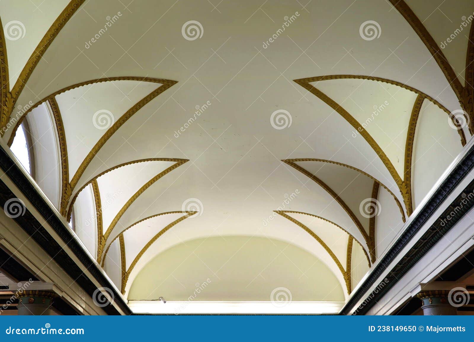 White Vaulted Ceiling with Semicircle Windows Stock Photo - Image of ...