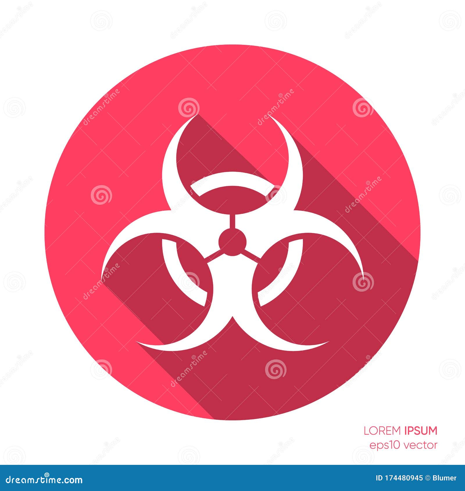 White Vector Biohazard Icon Long Shadow Design Stock Vector ...