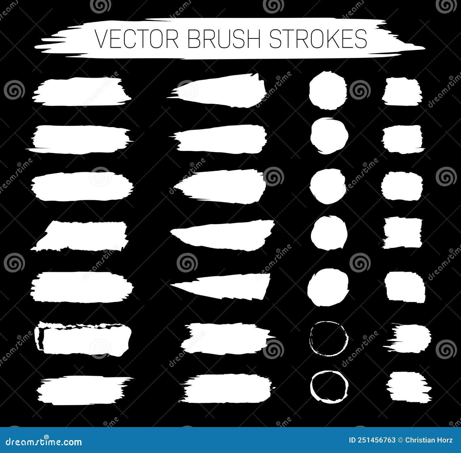 White Vector Brush Strokes on Black Background Stock Vector ...