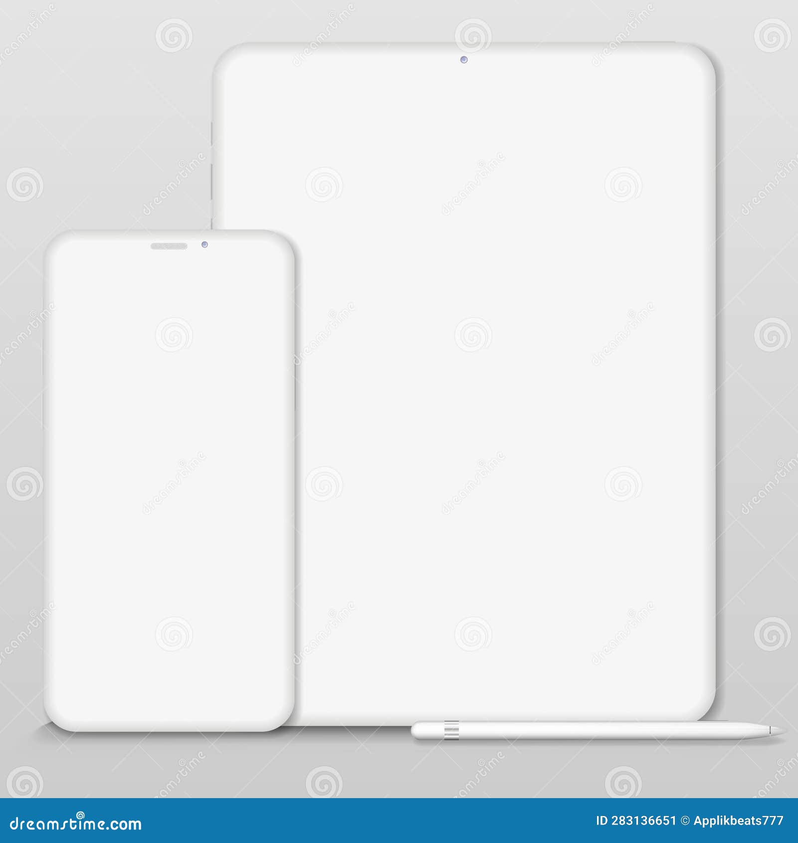 White Vector Clay Render Digital Tablet Mock Up Isolated On White ...