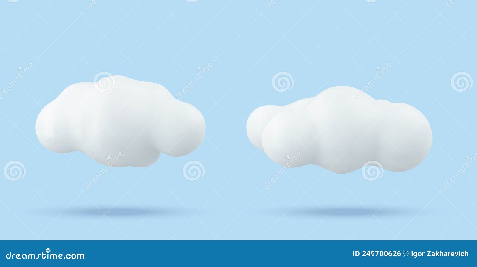 White Vector Clouds Isolated on a Blue Background. Soft Round Icon of ...