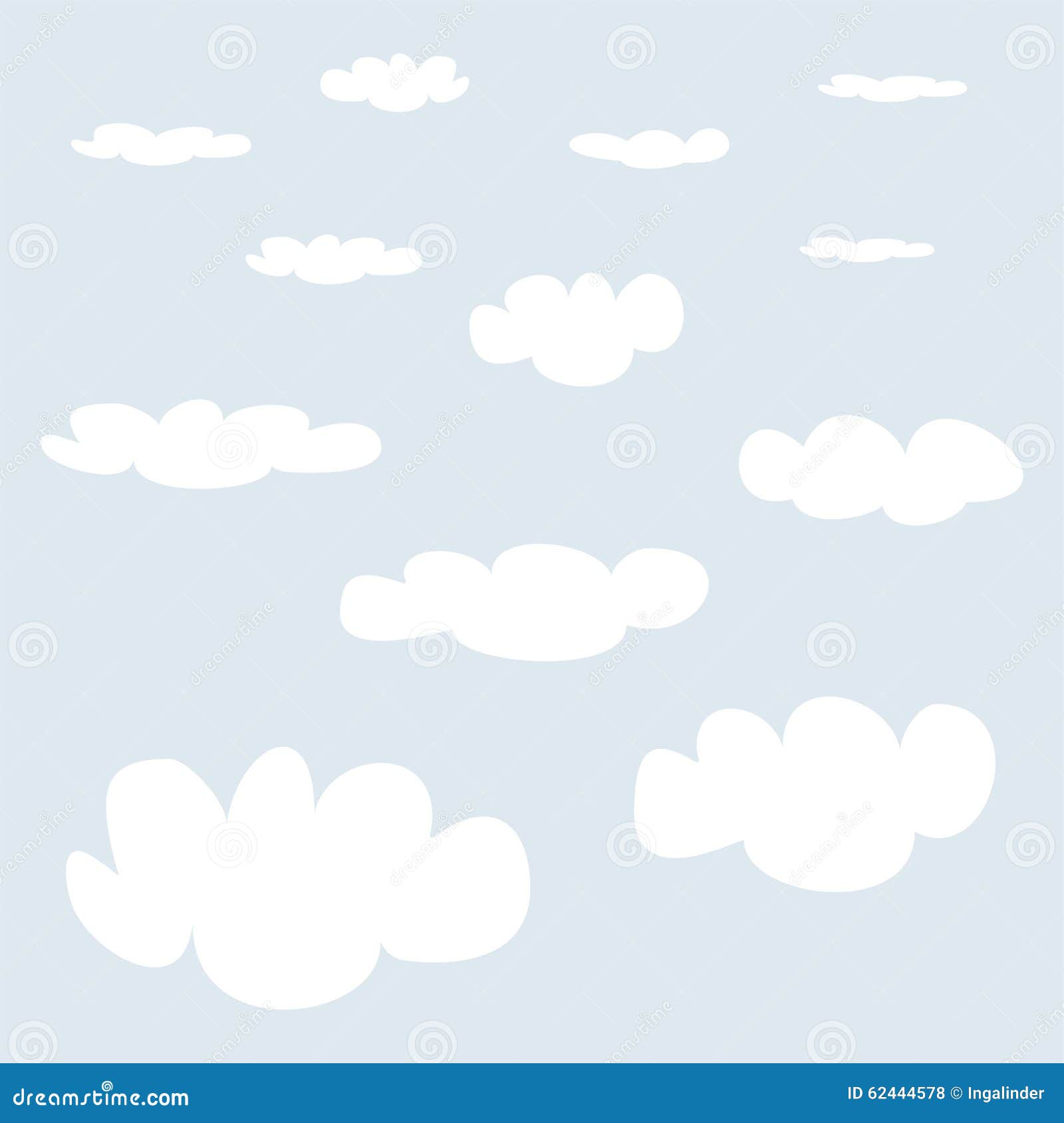 White Vector Clouds on Light Blue Sky Background Set Stock Vector ...
