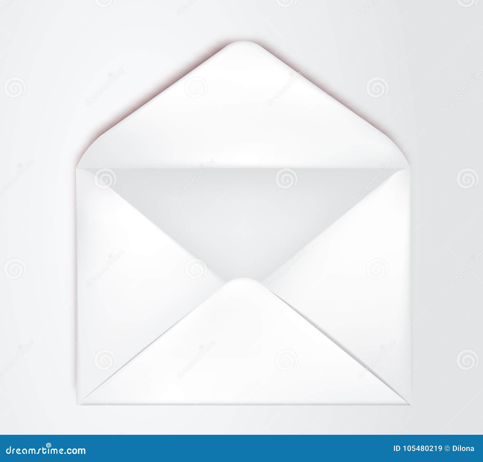 White Vector Envelope Template. Opened Envelope Lying on a White ...