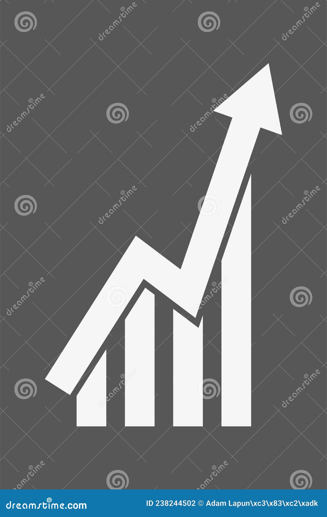White Vector Growth Graph on Dark Gray Background. Stock Vector ...