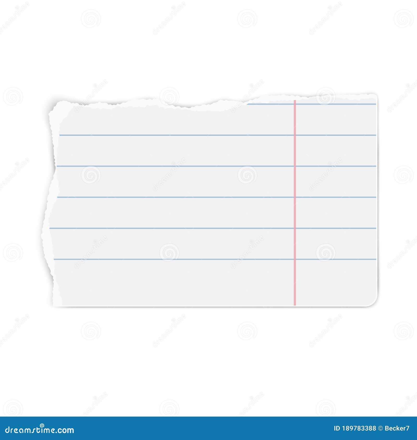 White Vector Lined Paper Tear with Soft Shadow Isolated on White ...