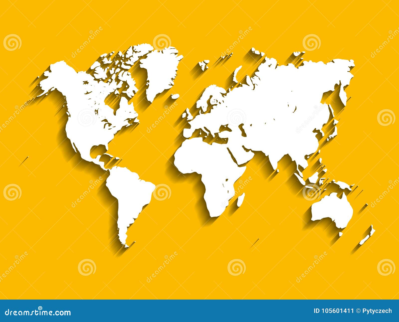 White Vector Map of World. Modern Flat Design with Dropped Long Shadow ...