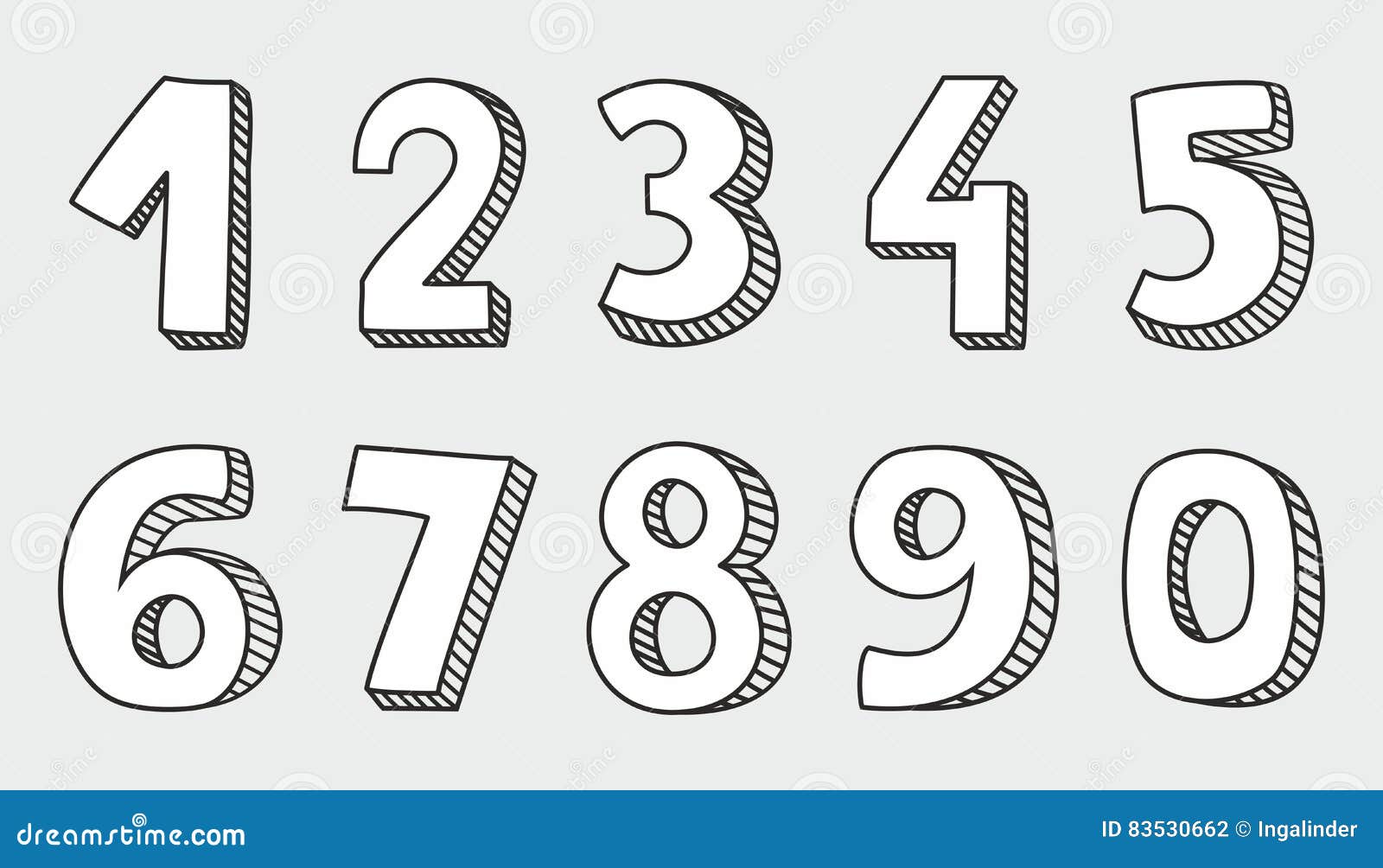 White Vector Numbers Isolated on Grey Background Stock Vector ...