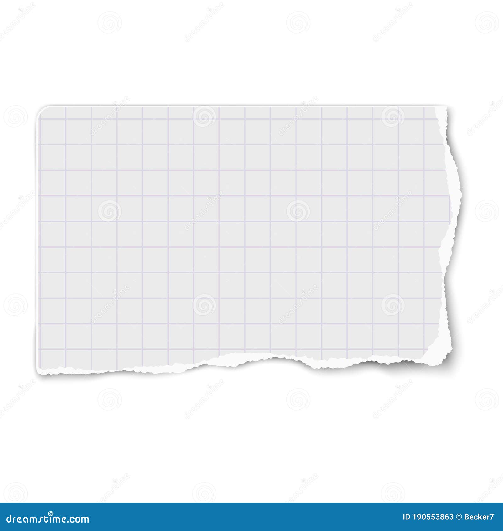 White Vector Oblong Checkered Paper Tear with Soft Shadow Isolated on ...