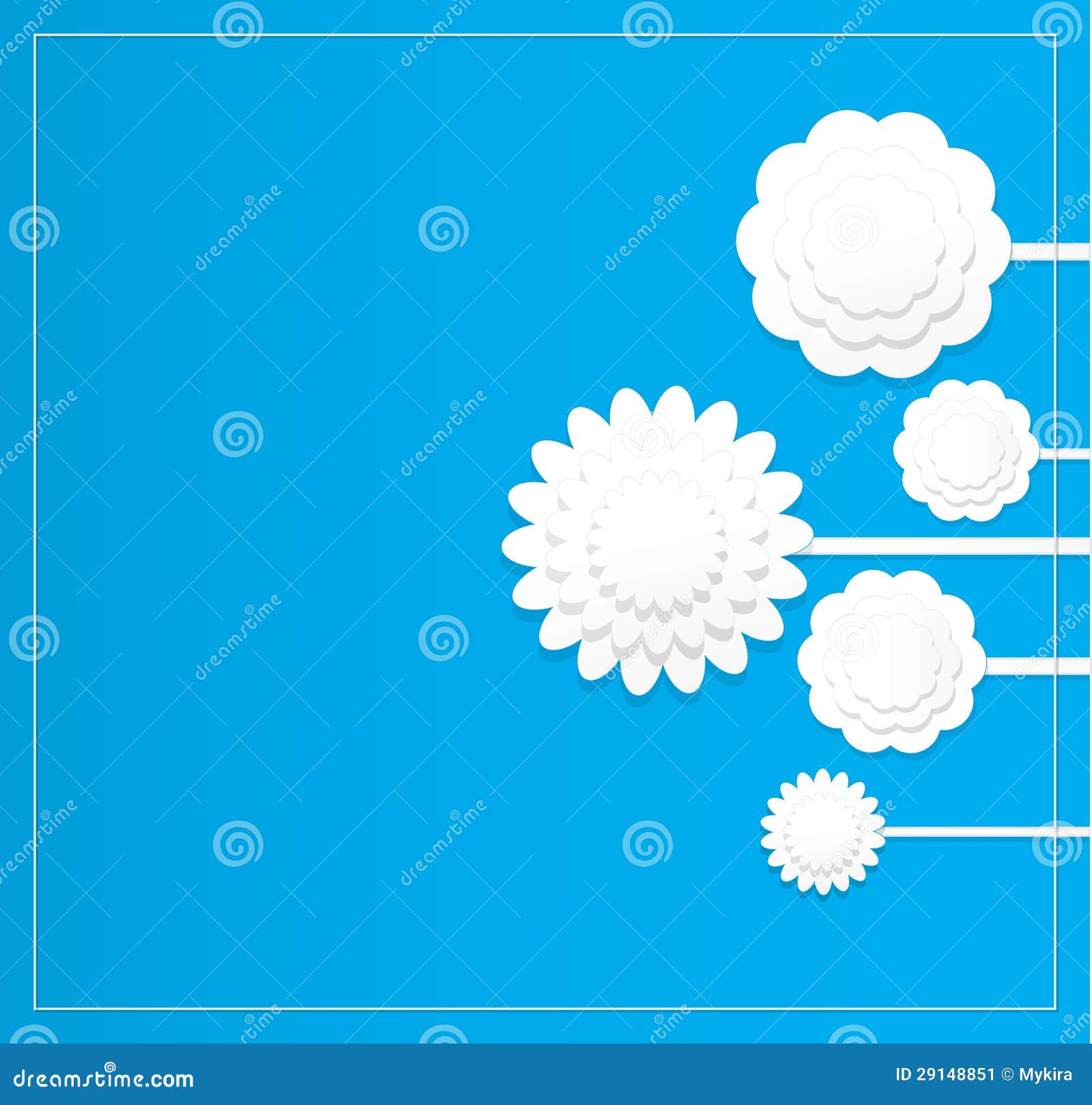White Vector Paper Craft Flower on Blue Background Stock Vector ...