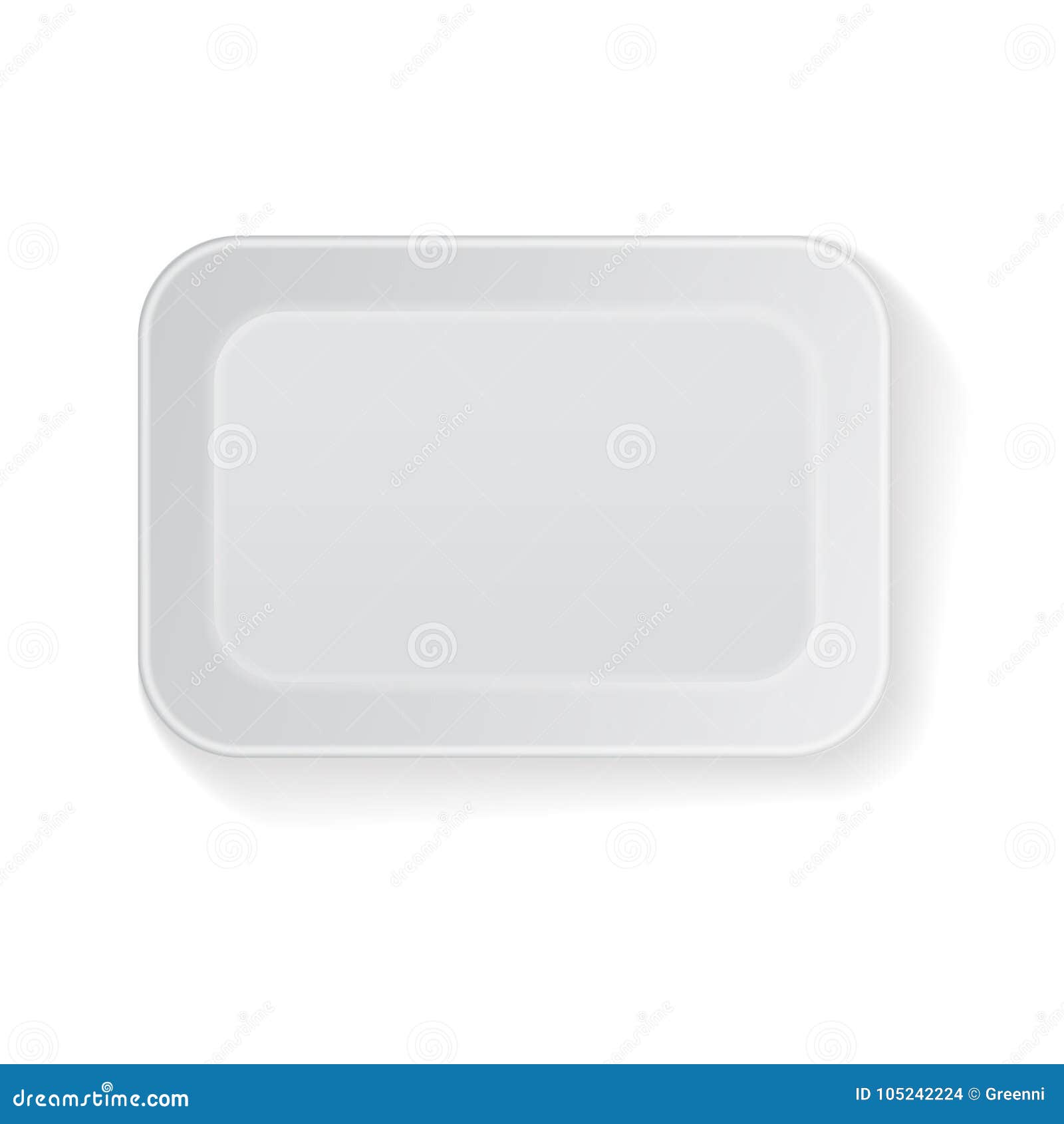 White Vector Rectangle Blank Styrofoam Plastic Food Tray Container ...
