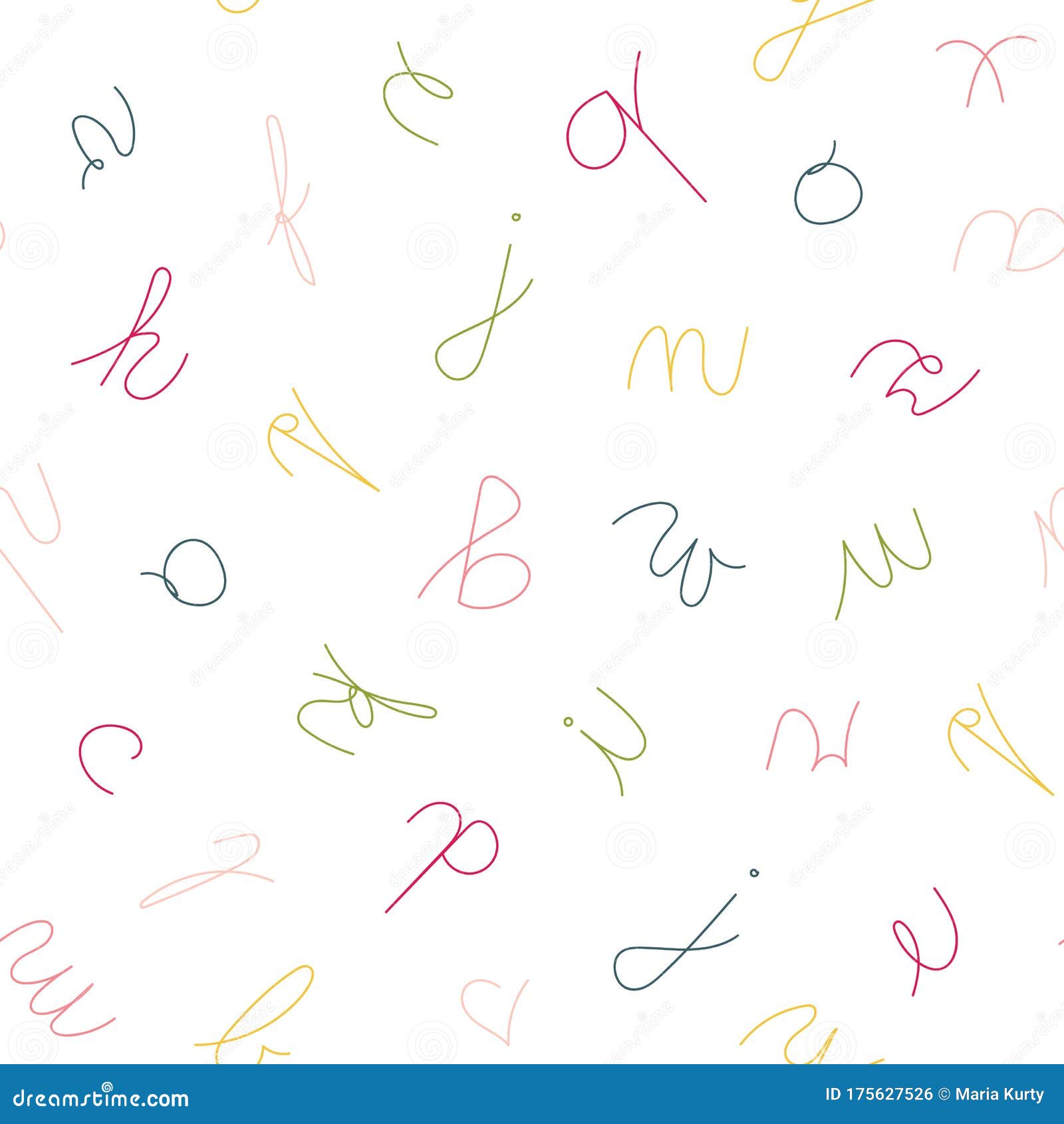 White Vector Repeat Pattern with Colorful Letters Stock Vector ...