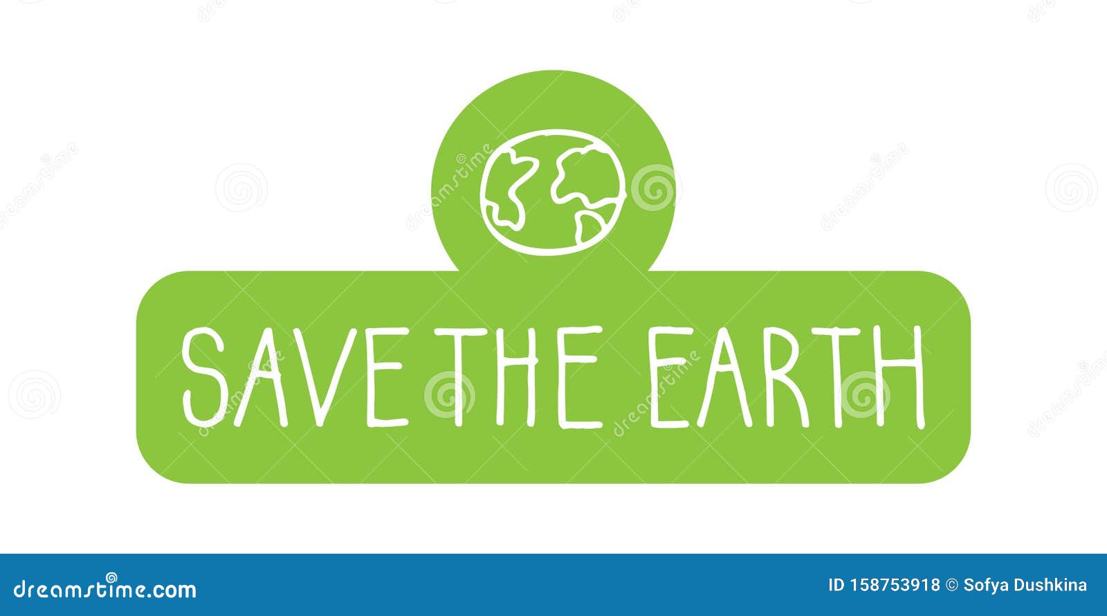 Minimalistic Save the Earth Lettering and a Drawing of a Planet. Hand ...