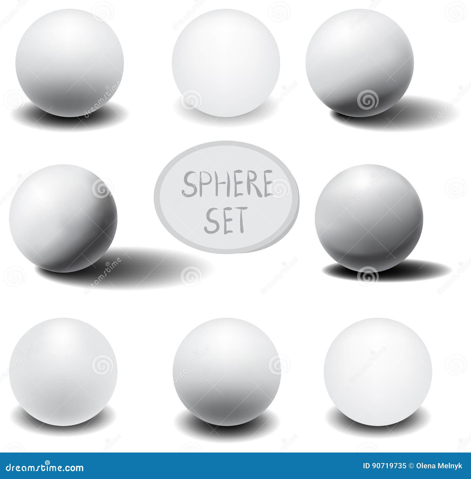 White Vector Sphere Whith Shadows. 3D Set. Stock Vector - Illustration ...
