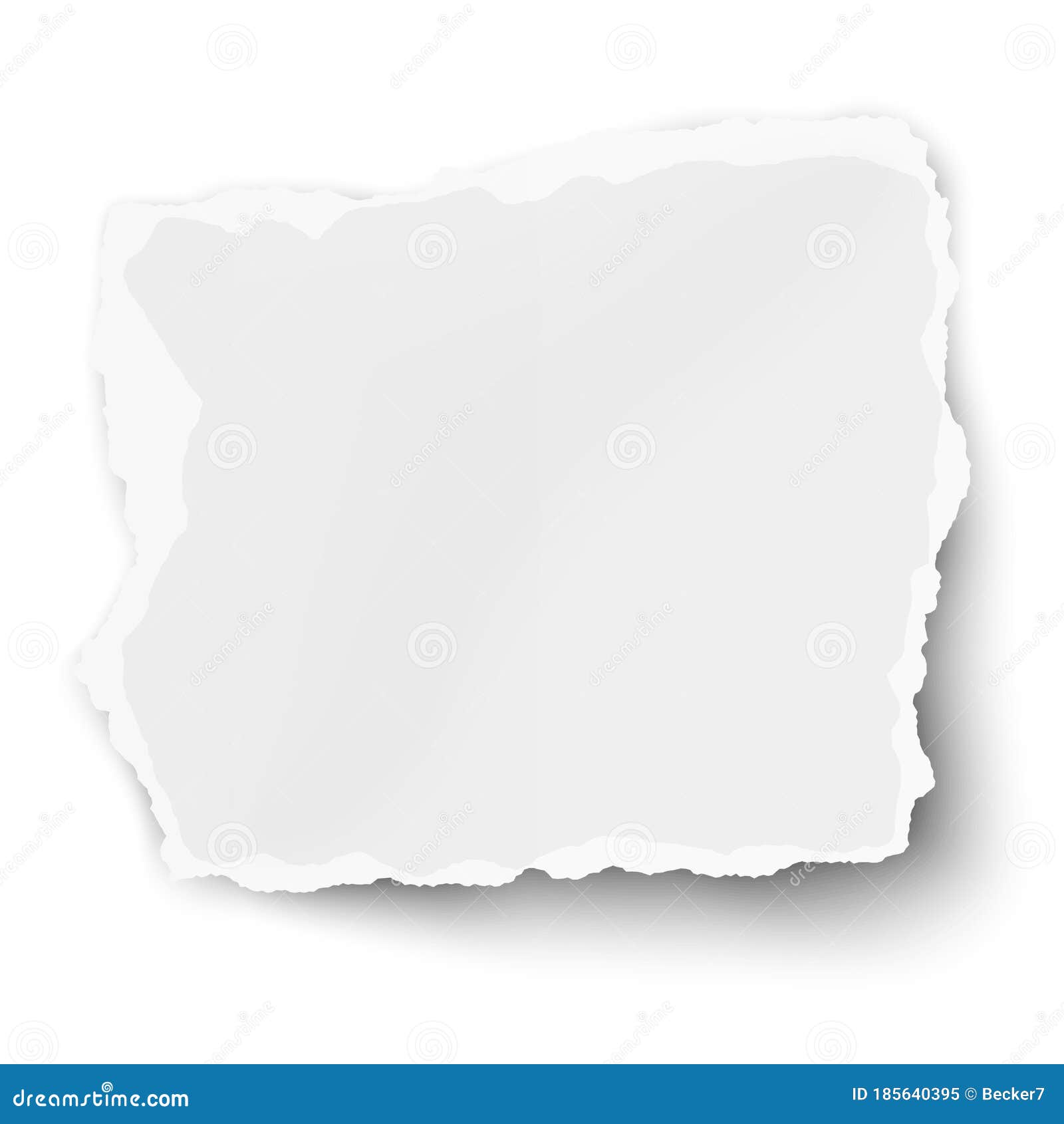 White Vector Square Paper Tear with Soft Shadow Isolated on White ...