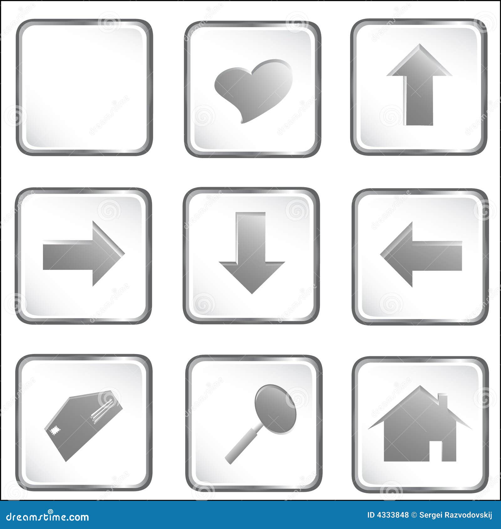 White Vector Square Web Button Stock Vector - Illustration of buttons ...