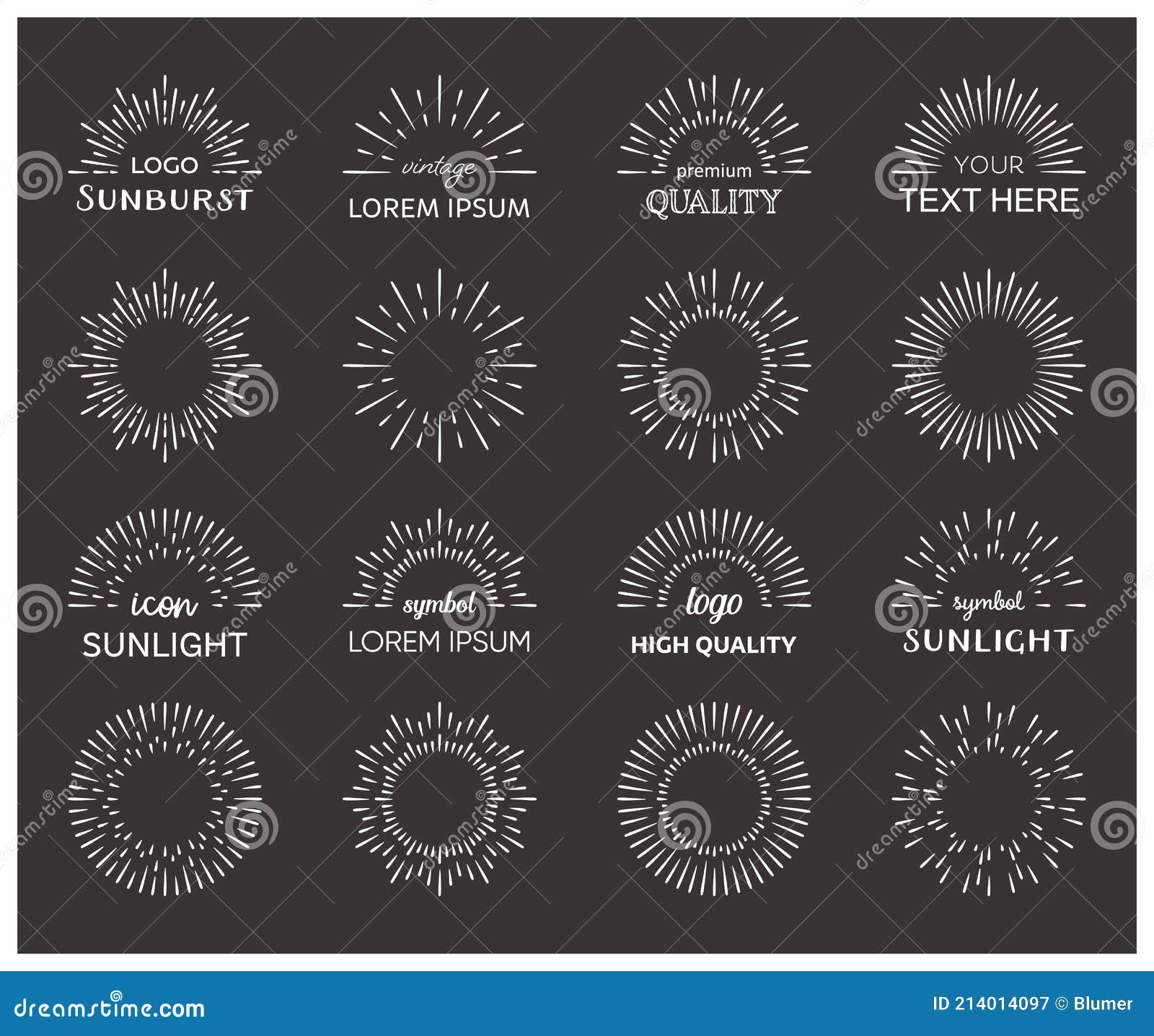 White Vector Sunburst Simple Design Elements Set Stock Vector ...